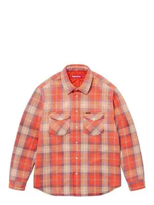 Supreme Quilted Flannel Snap Shirt 'orange Yellow - Orange/yellow