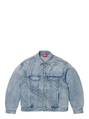 Supreme S Logo Denim Trucker Jacket - Teal