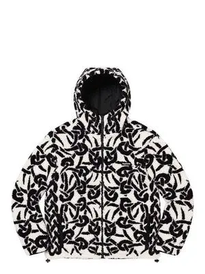 Supreme Celtic Knot Reversible Windstopper Fleece Hooded Jacket - White/black
