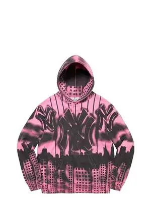 Supreme X New York Yankees Airbrush Hooded Sweatshirt - Pink/black