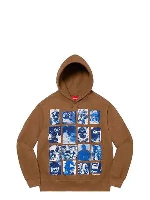 Supreme Collage Grid Hooded Sweatshirt - Brown/blue