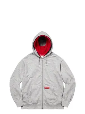 Supreme Double Hood Facemask Zip Up Hooded Sweatshirt - Grey/red