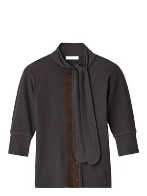 LEMAIRE Tie-neck Paneled Knit Top - Basalt