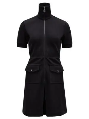MONCLER Moncler Ribbed Knit Zip-Up Polo Dress With Pocket Detail