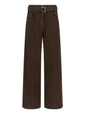 Brunello Cucinelli Belted Wide-leg Jeans - Brown