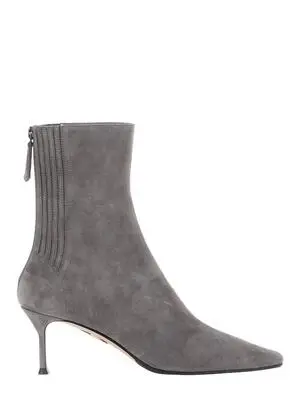 AQUAZZURA Pointed Toe Stiletto Heel Ankle Boots - Grey