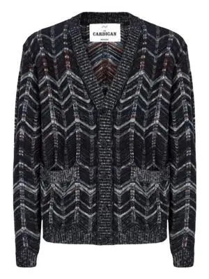 Missoni Chevron Ribbed Cardigan - Blue