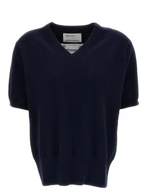 Extreme Cashmere V-neck Short Sleeve Sweater - Blue
