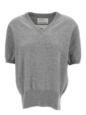 Extreme Cashmere V-neck Short Sleeve Sweater - Grey