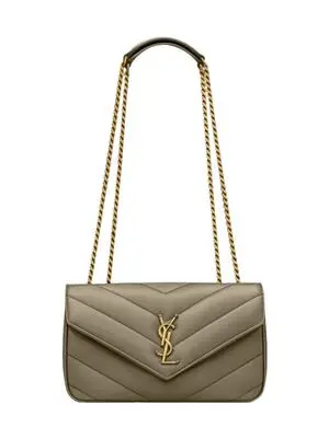 Saint Laurent Loulou Small Matelassé Lambskin Shoulder Bag - Dark Moss