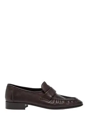 THE ROW Soft Leather Loafers - Brown
