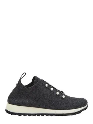 JIMMY CHOO Veles Cashmere-knit Sneakers With Pearl Embellishments - Black Other