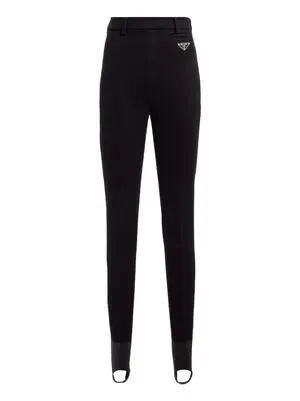 Prada Stretch Flannel High Waist Stirrup Pants - Black