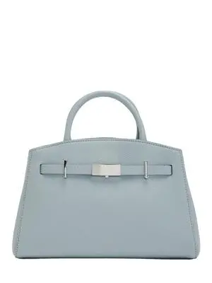 DEMELLIER The Hudson Small Grained Leather Top Handle Bag - Blue