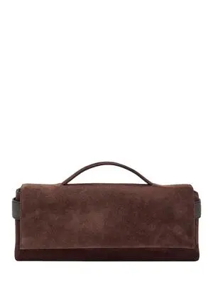 Brunello Cucinelli Suede Top Handle Bag - Chocolate