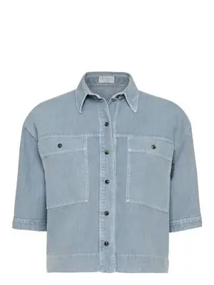 Brunello Cucinelli Cropped Shirt - Sky-blue