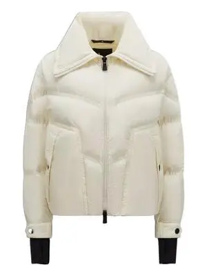 Moncler Short Down Jacket With Teddy Wool Lining - White