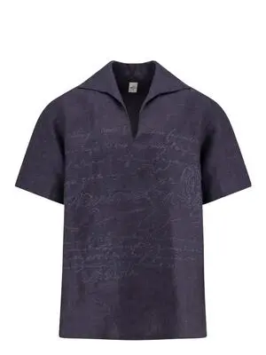 Berluti Script Detailed Collared Shirt - Black