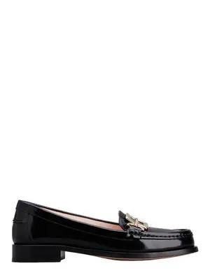 ROGER VIVIER Metal Buckle Patent Leather Loafers - Black