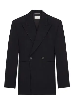 Saint Laurent Double-breasted Striped Jacket - Black