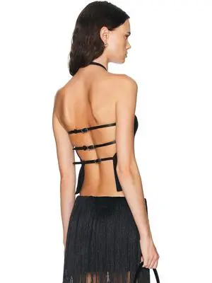 MIMCHIK Triple Belt Halter Top - Black