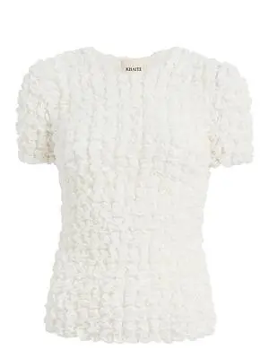 Khaite Polly Ruched Silk Chiffon Top - Chalk