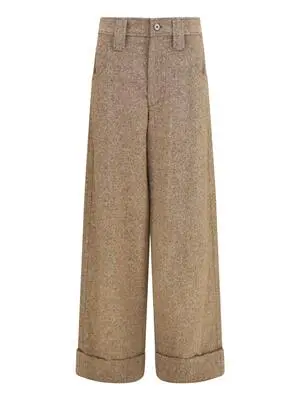 Brunello Cucinelli Tailored Wool-blend Pants - Beige