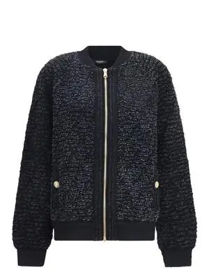 Balmain Zip Jacket With Sequin Details And Lion Head Snap Buttons - Black