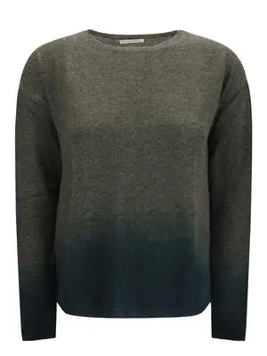 MIRROR IN THE SKY Gradient Cashmere Crewneck Sweater - Green