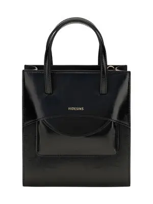 HIDESINS Leather Top Handle Handbag With Pouch - Black