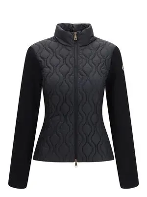 Moncler Quilted Cotton Cardigan With Zip Closure - Black