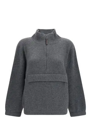 Brunello Cucinelli Cashmere Half-zip Sweater - Grey
