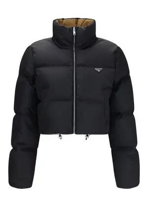 Prada Re-nylon Cropped Down Jacket - Black