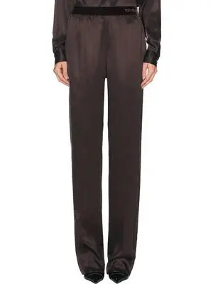 TOM FORD Silk Satin Straight Leg Pant - Espresso