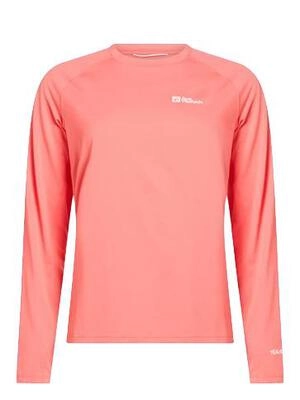 JACK WOLFSKIN Coral Polyester Athletic Long Sleeve T-shirt - Red