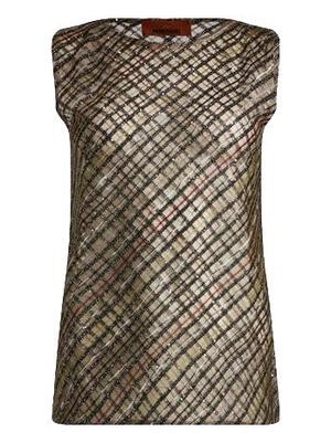 Missoni Sleeveless Striped Sequined Tulle Top - Green