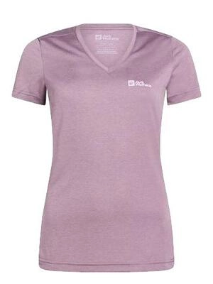JACK WOLFSKIN Polyester Athletic V-neck Short Sleeve T-shirt - Lilac