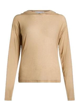 CARACTÈRE Hooded Long Sleeve T-shirt In Sand - Beige