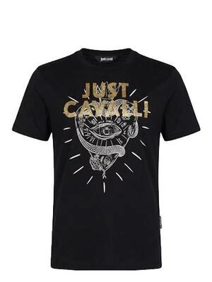 Just Cavalli Cotton Logo Print T-shirt - Black