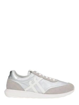 Fitflop Leather Low-top Sneakers With Suede And Lamé Accents - Silver