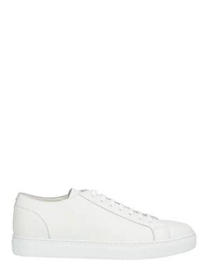 DOUCAL'S Taupe Leather Low-top Sneakers - White
