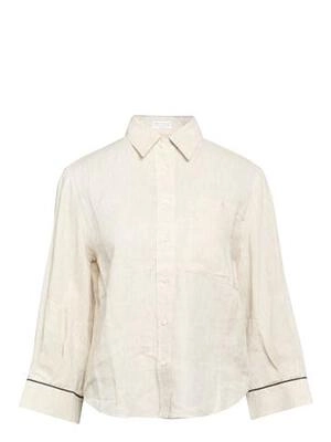 Brunello Cucinelli Linen Shirt With Appliqu - Beige