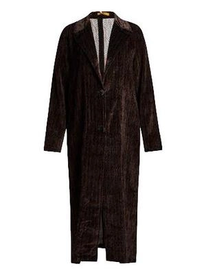 SIYU Dark Viscose And Silk Overcoat - Brown