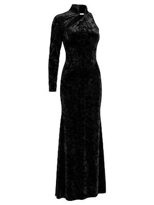 Versace Velvet One-shoulder Maxi Dress - Black