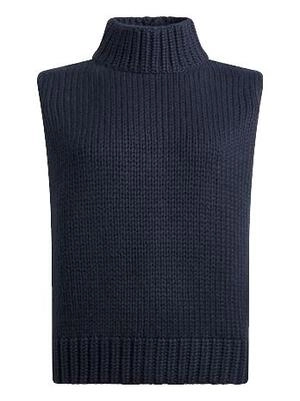 Fabiana Filippi Wool, Silk, And Cashmere Blend Sleeveless Turtleneck - Navy
