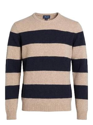 Façonnable Lambswool Striped Crewneck Sweater - Beige
