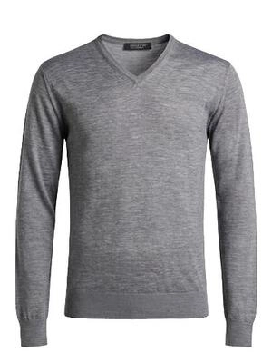 ARAGONA Cashmere Silk V-neck Sweater - Grey