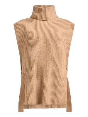 CARACTÈRE CARACTÈRE Sleeveless Ribbed Knit Turtleneck Beige