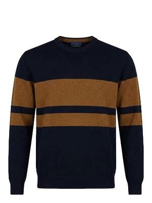 Paul & Shark Taupe Virgin Wool Crewneck Sweater - Midnight Blue