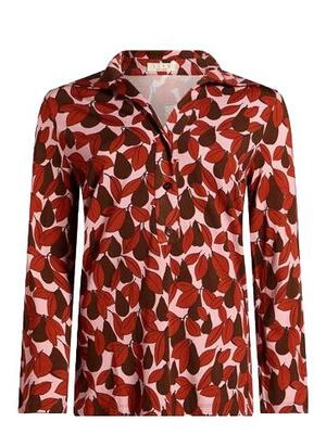 SIYU Multicolor Printed Viscose Elastane Long Sleeve Top - Pink